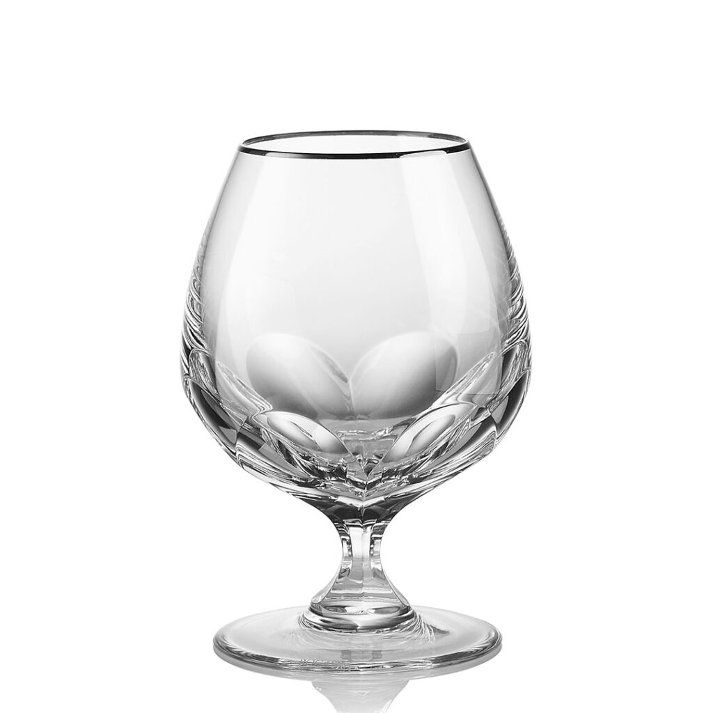 KOZAREC ZA KONJAK – AULIDE PLATINUM – set 2 kos – Kristal Rogaška